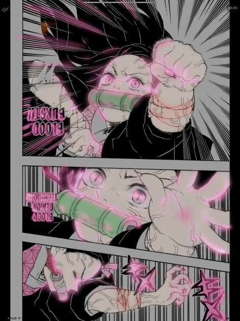 Nezuko exploding blood manga page - ibisPaint