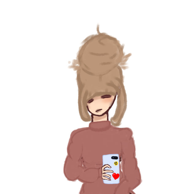 Girl with iPhone - ibisPaint