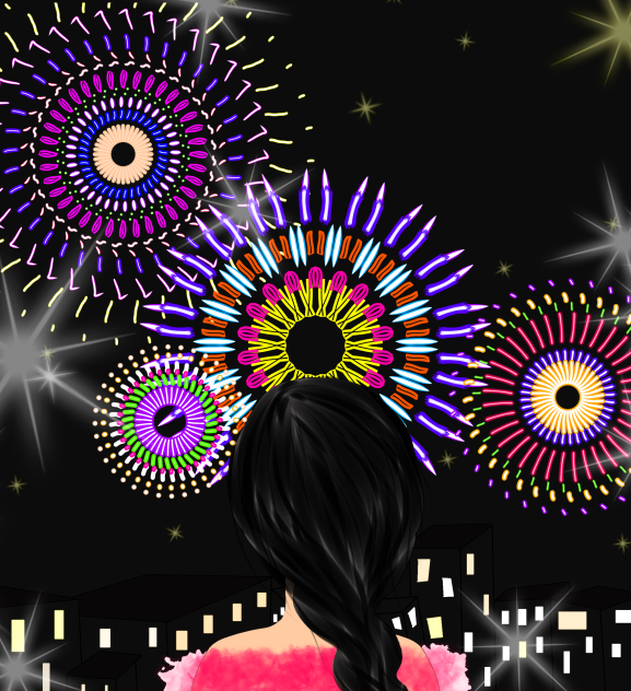colorful fireworks - ibisPaint