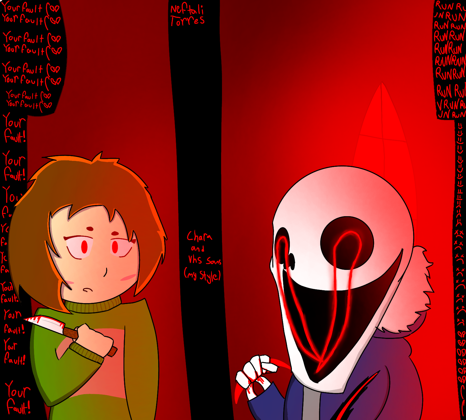 Chara and VHS Sans (My style) - ibisPaint