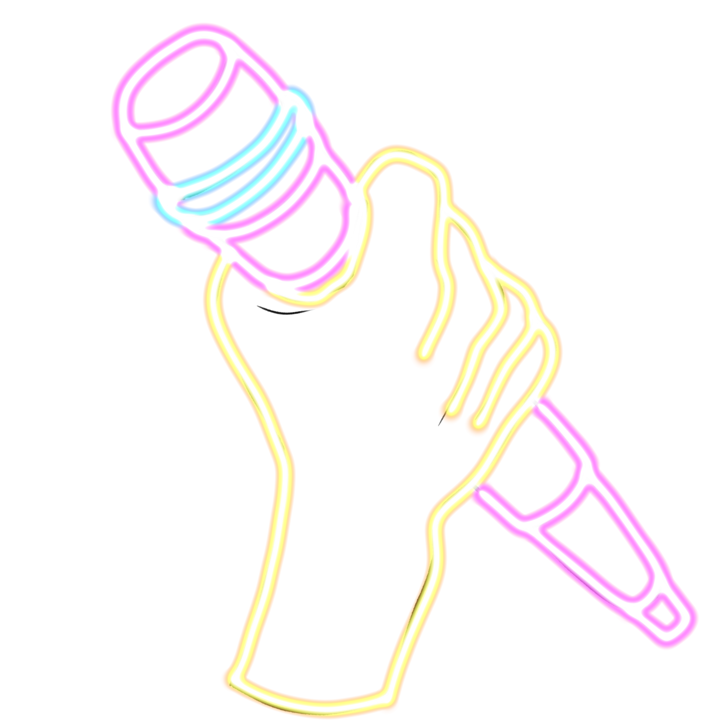 Neon Hand holding microphone - ibisPaint