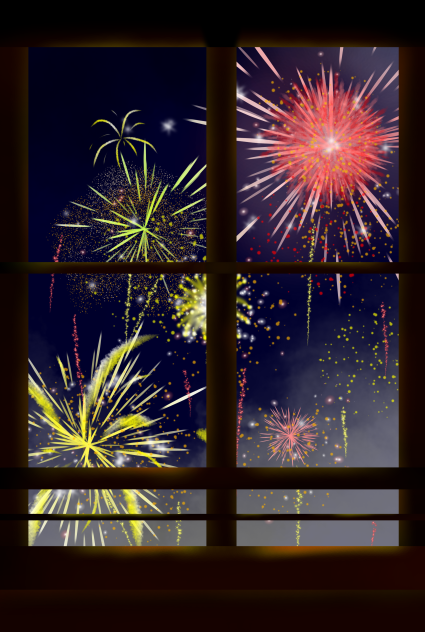 Fireworks behind the Window - ibisPaint
