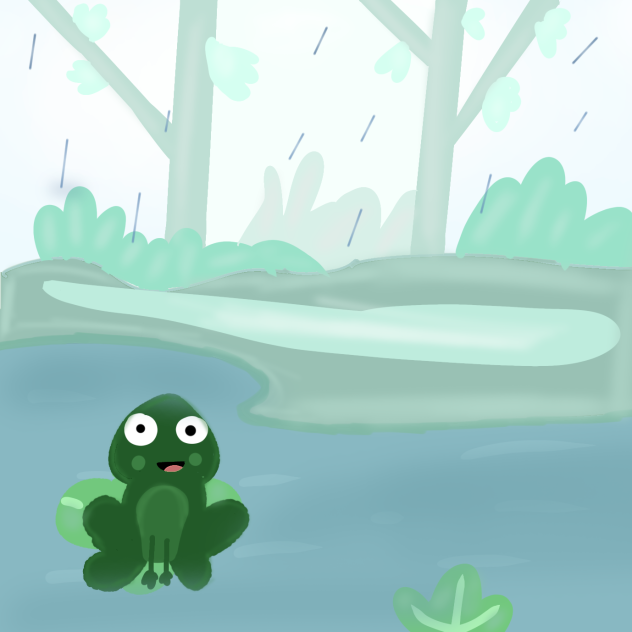rain at the frog pond 🐸 - ibisPaint