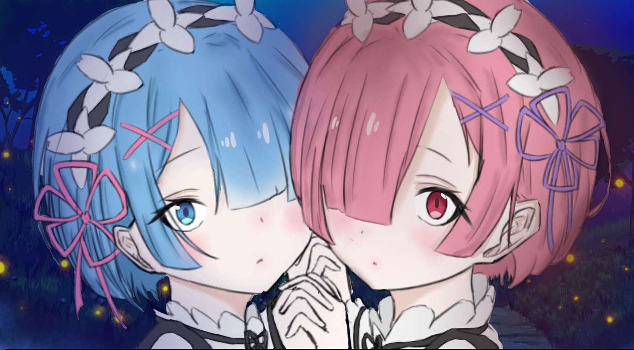 rem and ram coloring - ibisPaint