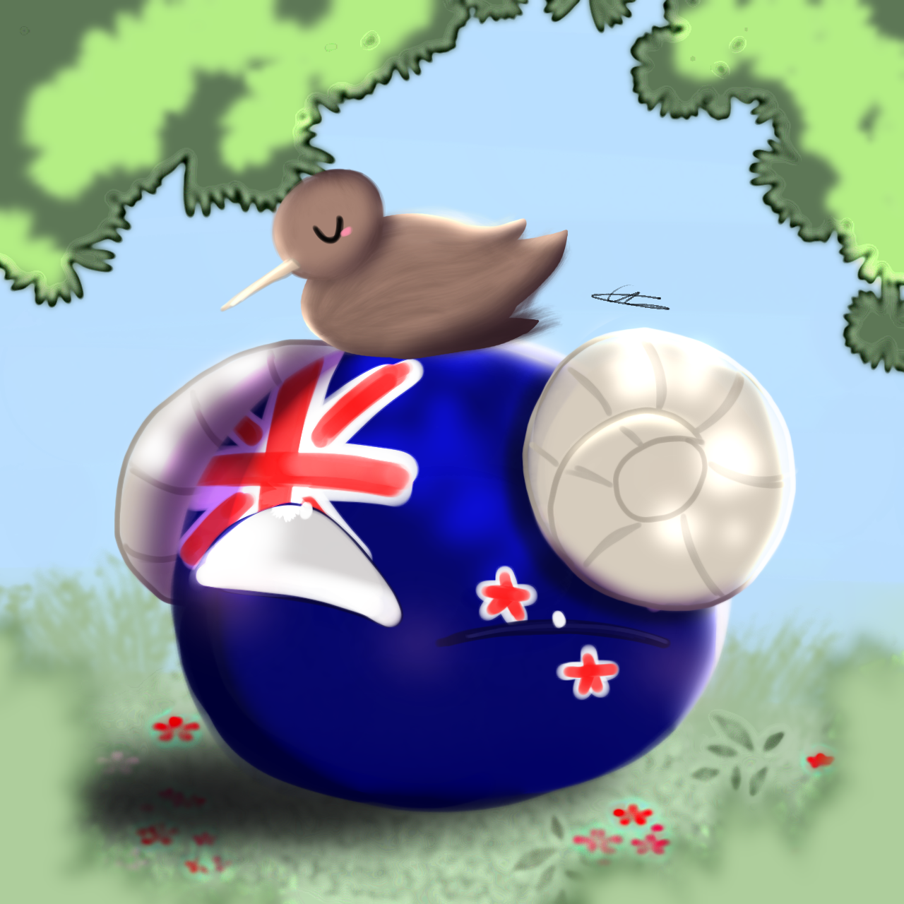 new zealand countryballs [uusi seelanti] - ibisPaint