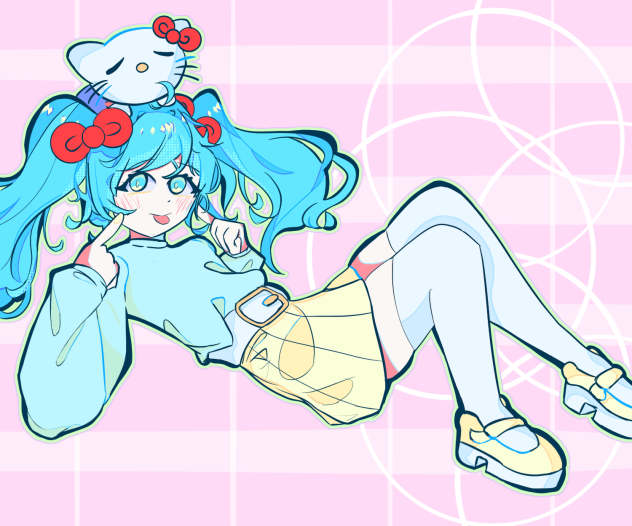 Miku and Hello Kitty - ibisPaint