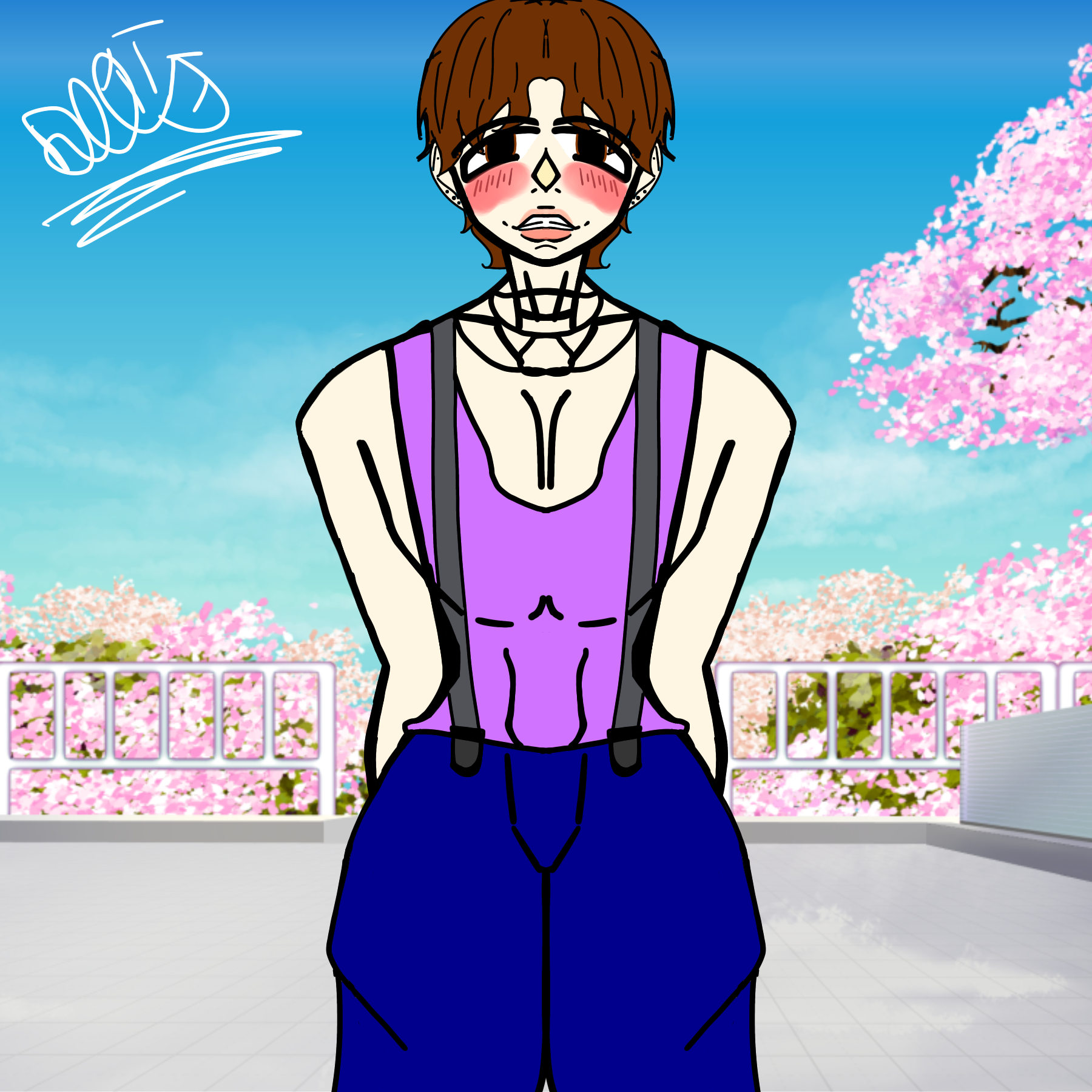 A beautiful boy and and cherry blossom - ibisPaint