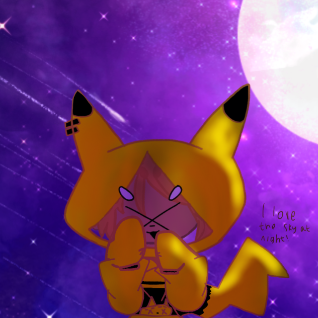 Pika girl in night sky! - ibisPaint