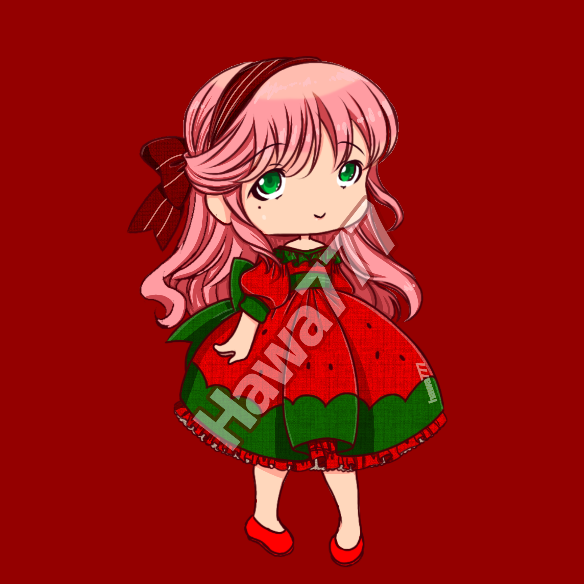 Watermelon Themed Dress Chibi - ibisPaint