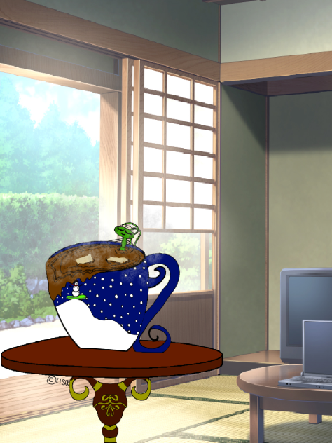 bug relaxing in a mug of hot chocolate - ibisPaint