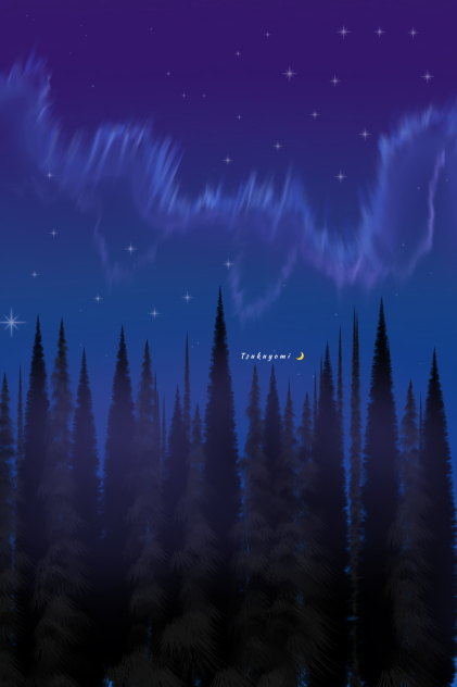 Aurora on forest - ibisPaint
