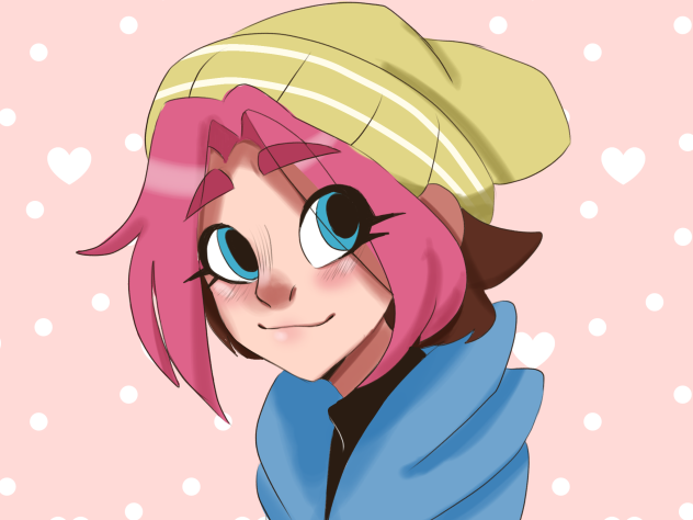 Beanie girl with pink hair - ibisPaint