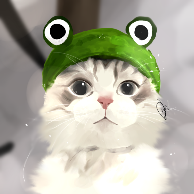 Cat with frog hat 🐸 - ibisPaint