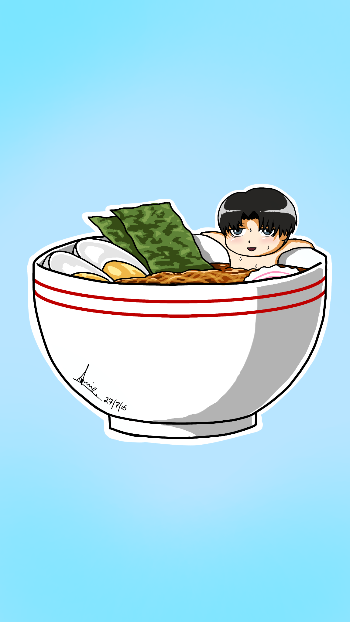 Chibi Levi in a bowl of Ramen - ibisPaint