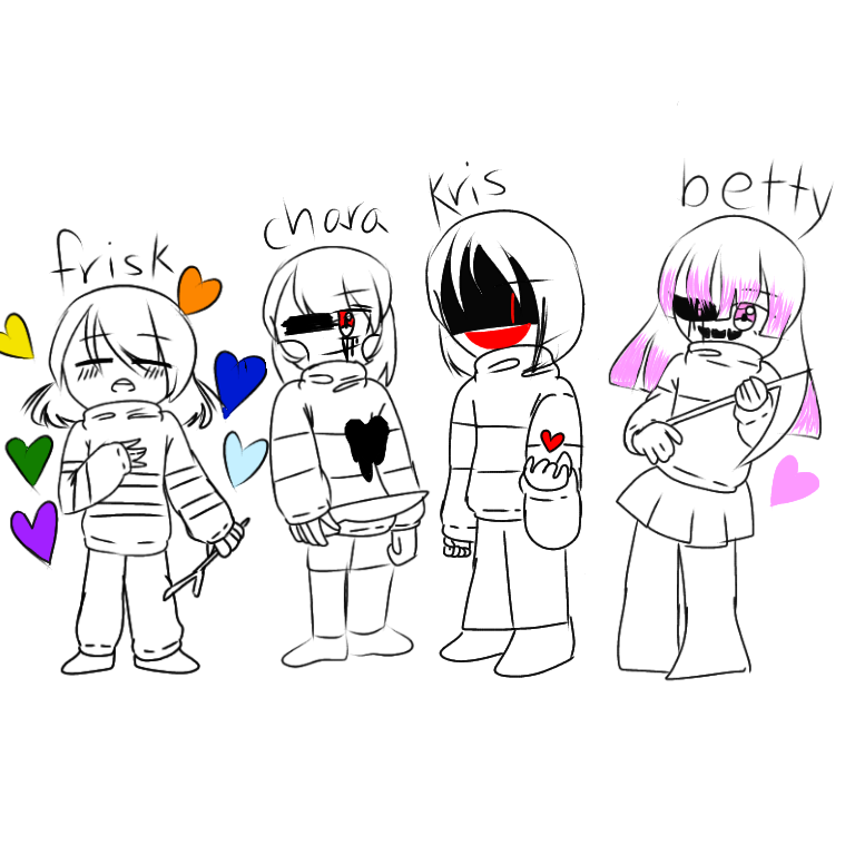 frisk,chara,kris,betty - ibisPaint