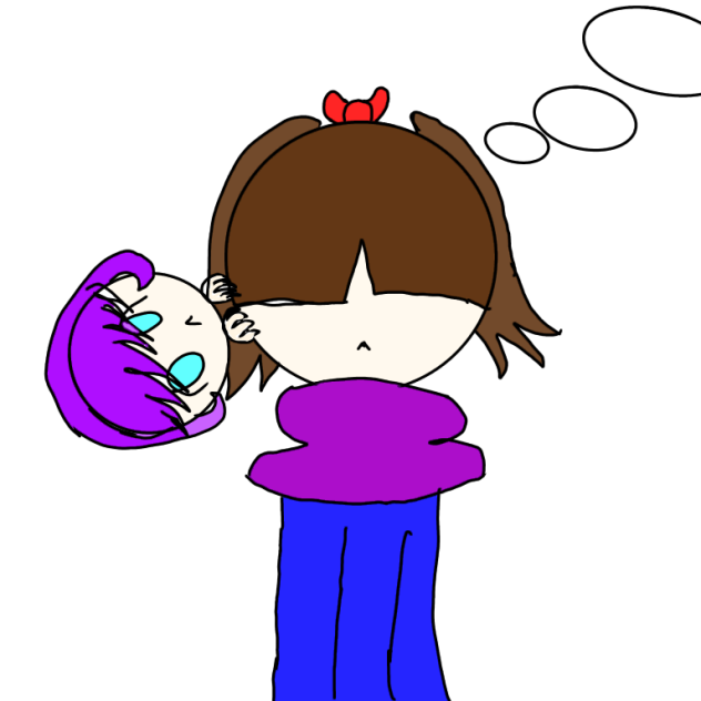 a girl that is thinking and a little gir - ibisPaint