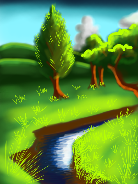 how draw a land scenery easily at phone - ibisPaint