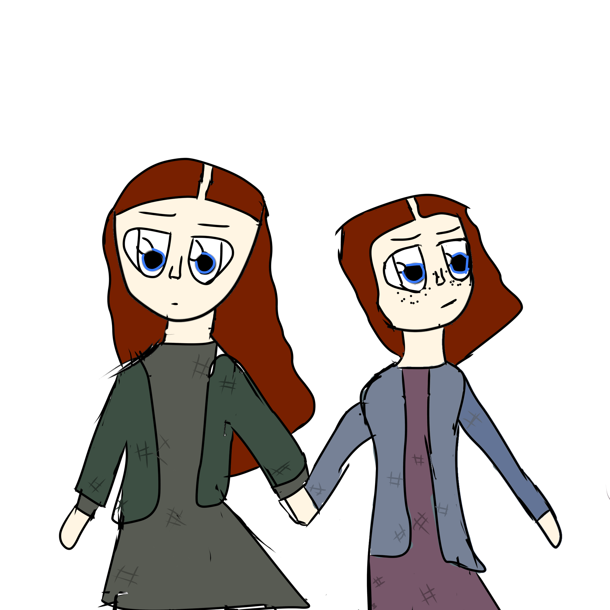 Sisters running away - ibisPaint