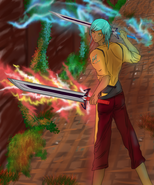 Alzden dual sword wielder w bg - ibisPaint