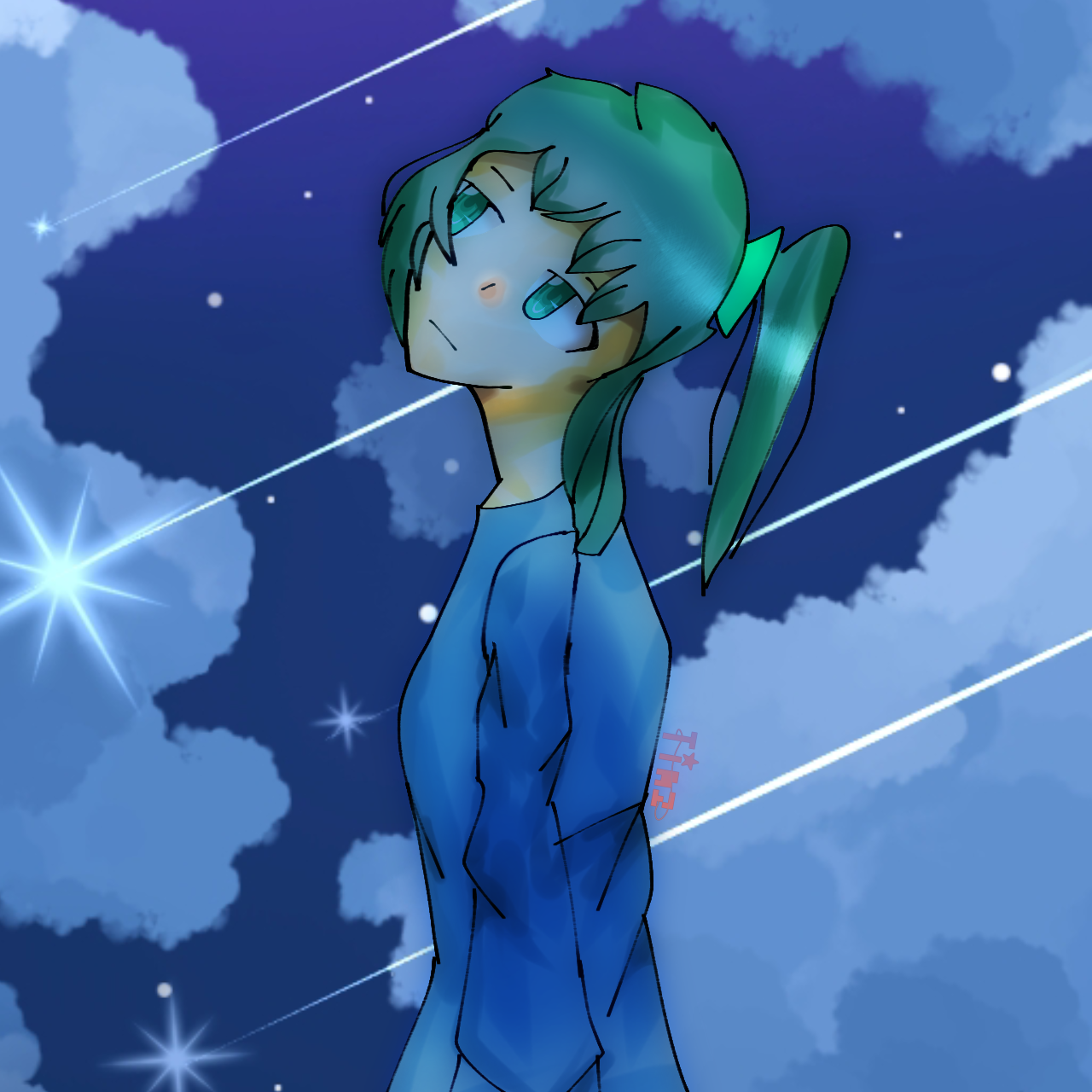night of shooting star - ibisPaint