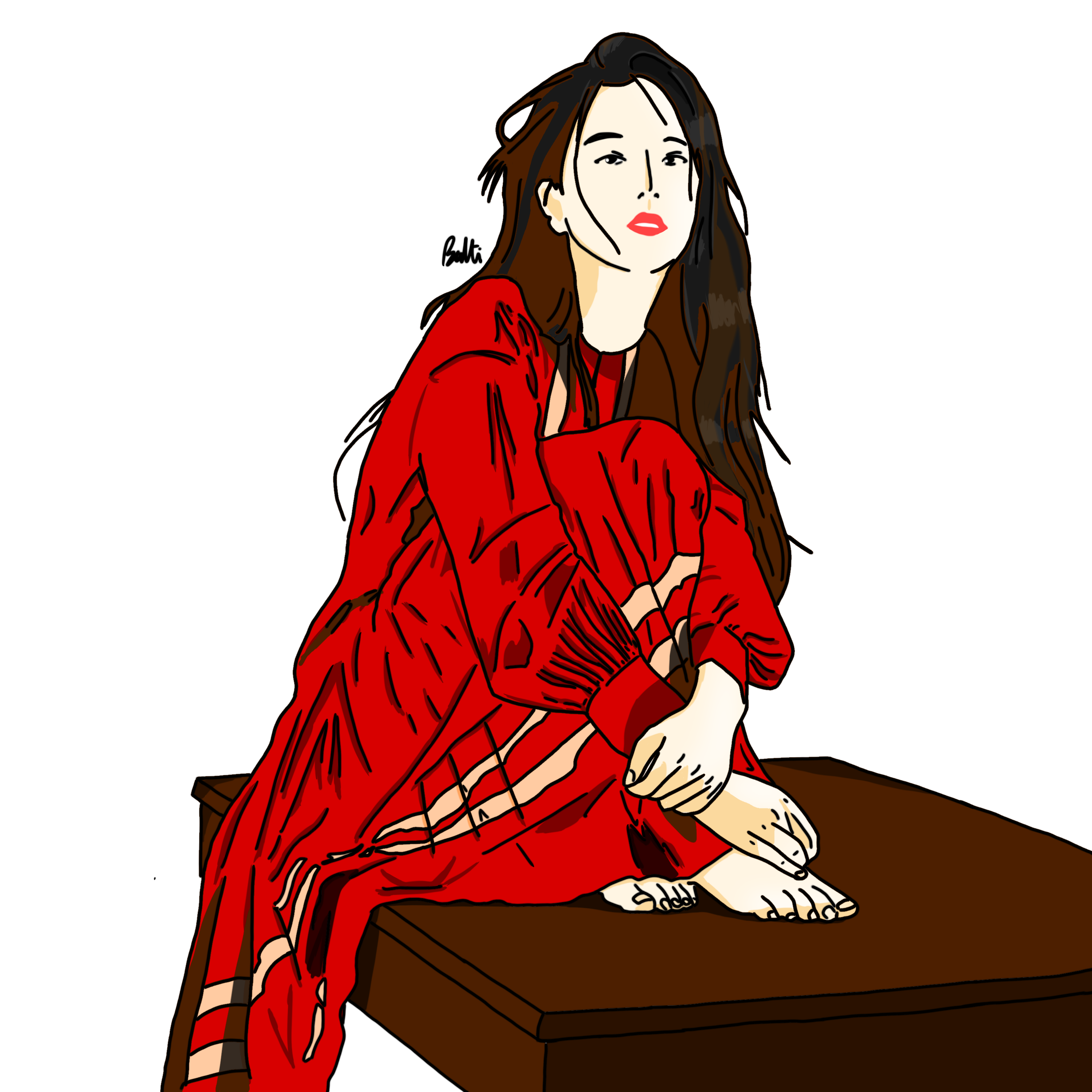 Jisoo with Red Dress - ibisPaint