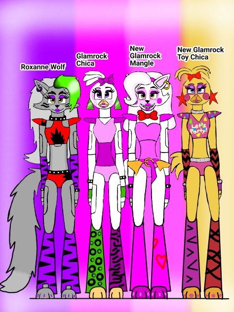 4 Glamrock Female Animatronics - ibisPaint