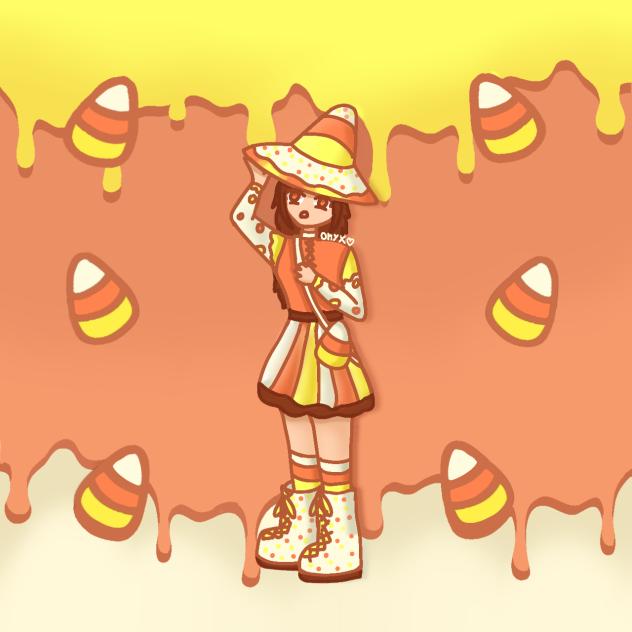 Candy corn witch!! 💛🧡🤍 - ibisPaint