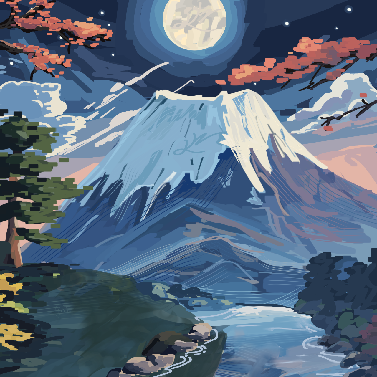 Snowy mountains Japan - ibisPaint