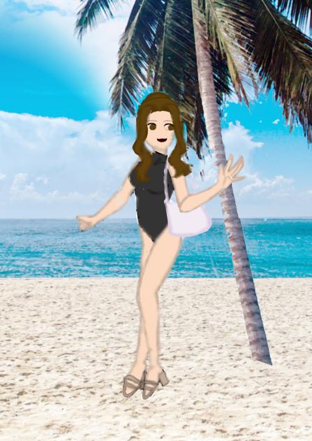 a girl at the beach - ibisPaint