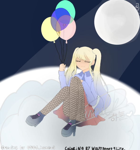 girl on clouds - ibisPaint