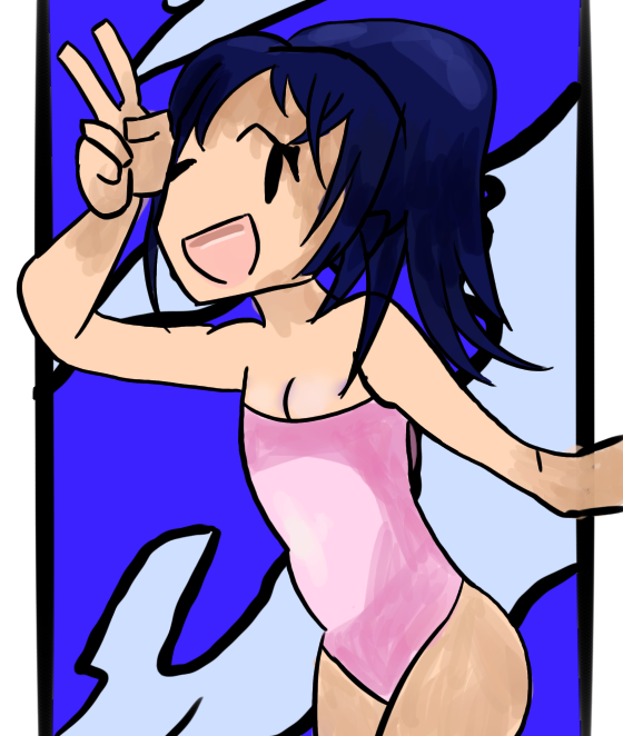 Girl in pink swimsuit - ibisPaint