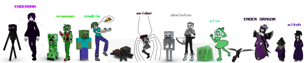 human Minecraft mobs - ibisPaint