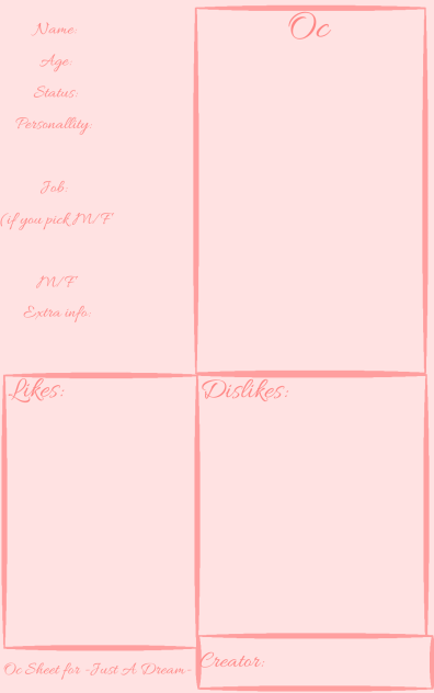 Oc Sheet For -Just A Dream- comic - ibisPaint