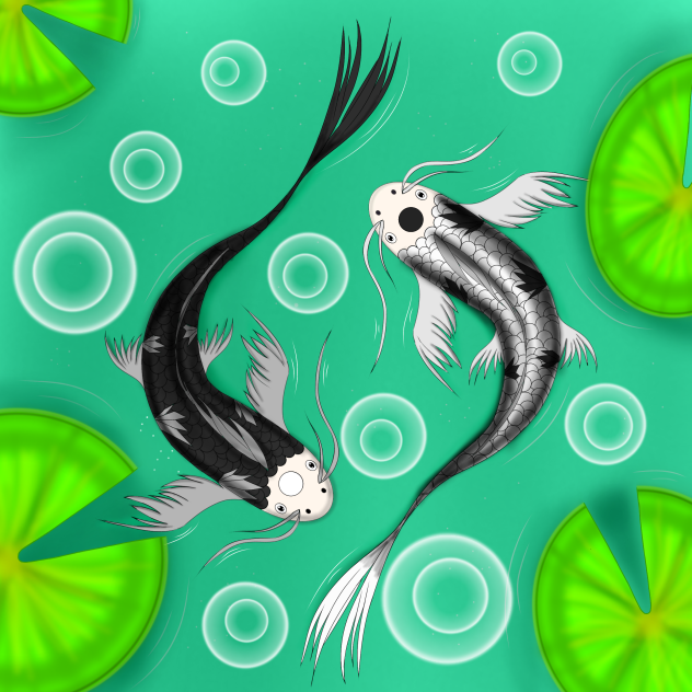 koi fish lake - ibisPaint