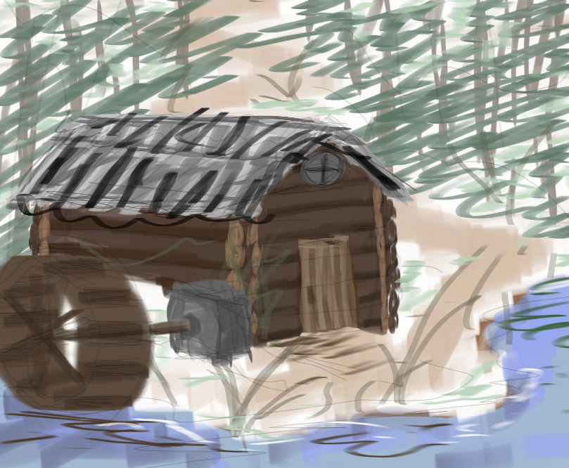 snowy cabin - ibisPaint
