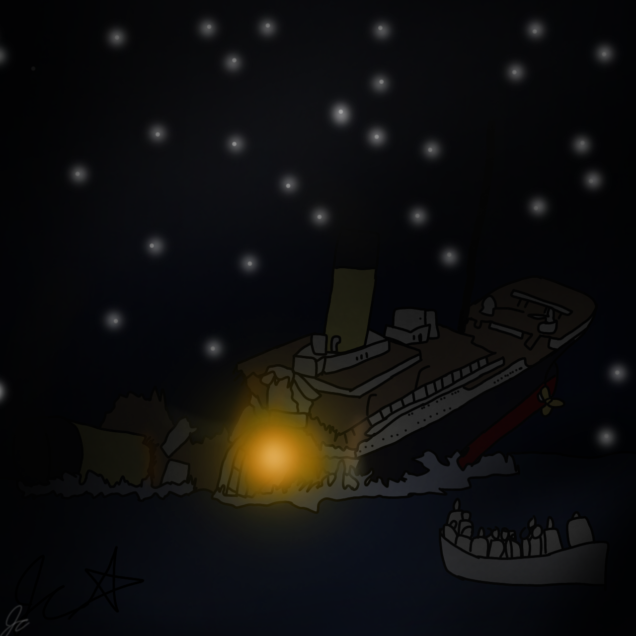 the titanic disappeared in the sea - ibisPaint