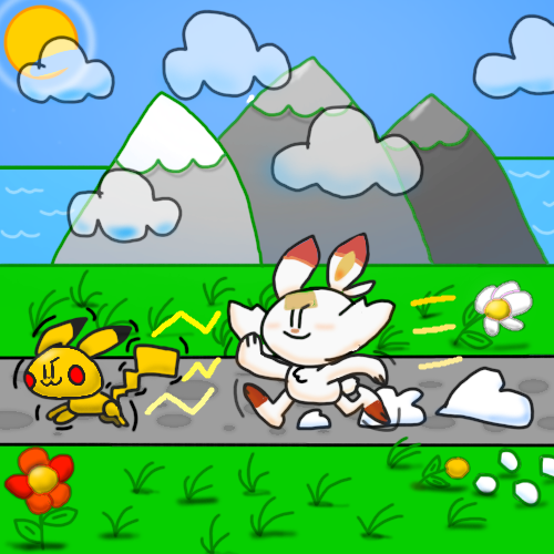 Scorbunny (& Pikachu) Running Doddle - ibisPaint