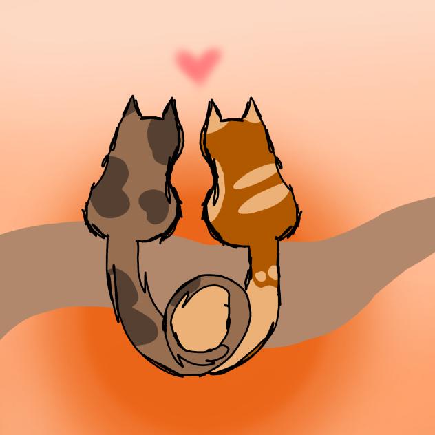 Two cats on a tree - ibisPaint