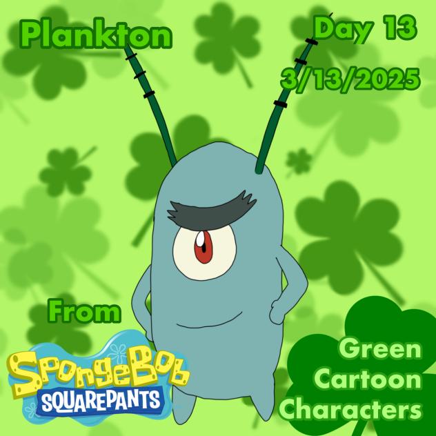Green Cartoon Characters Day 13 Plankton - ibisPaint
