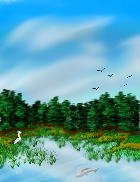 Reeds and Egret - ibisPaint