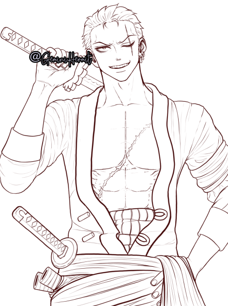 Zoro Coloring Page 💚 - ibisPaint