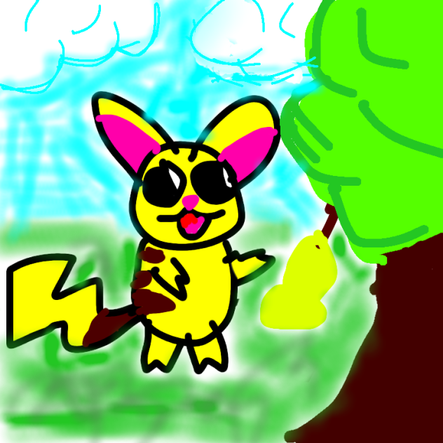 pikachu and a berry - ibisPaint