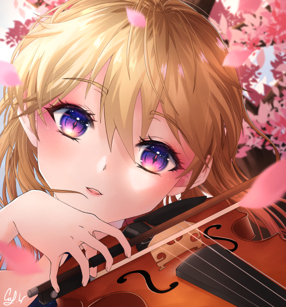 Music under the cherry blossoms (viola) - ibisPaint