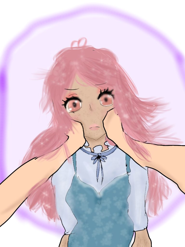 Girl with hands on her cheeks - ibisPaint