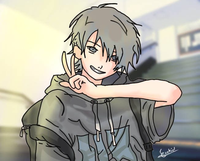 a boy with a bag - ibisPaint