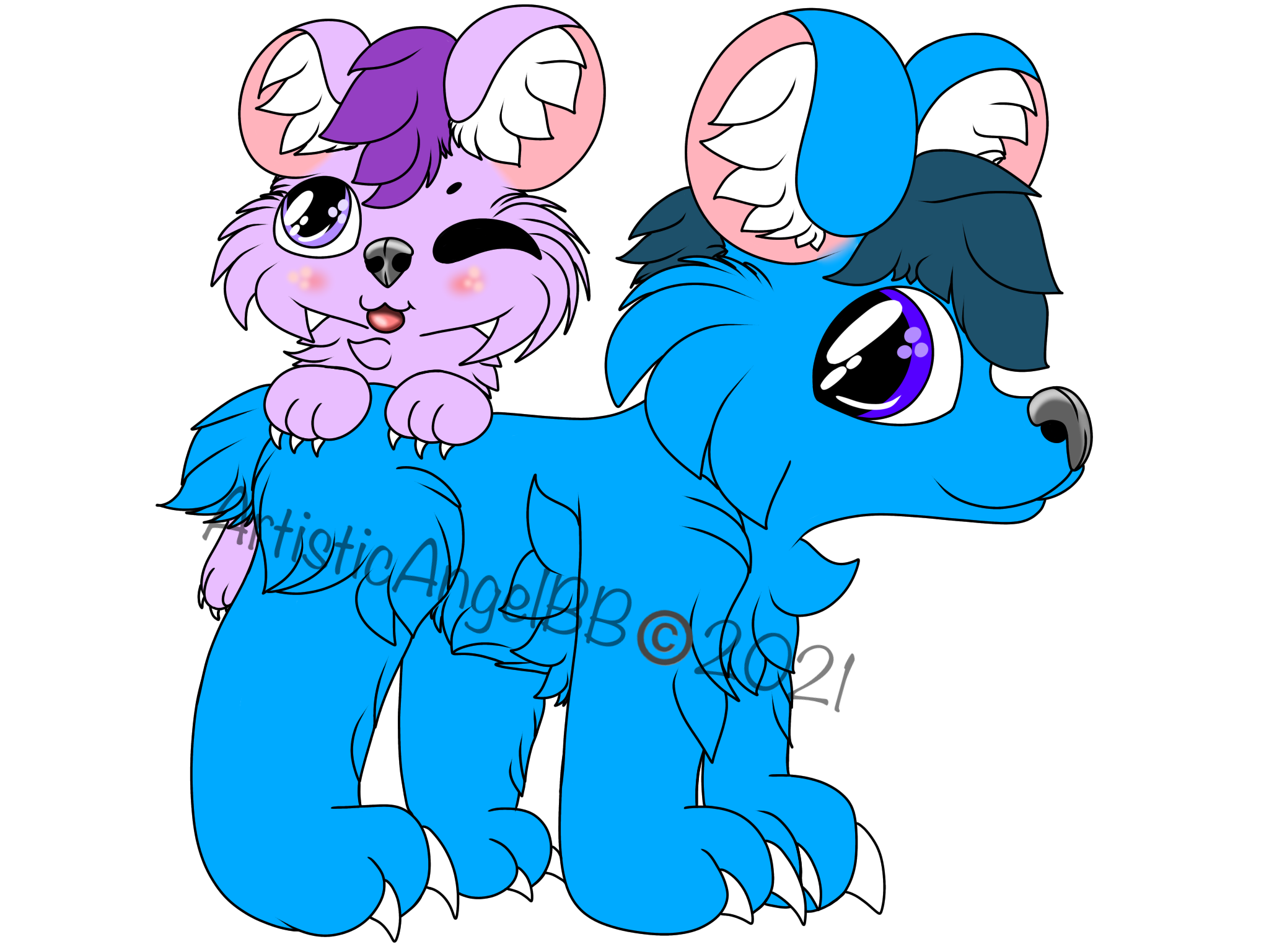 Blue And Purple Father And Son Bears - ibisPaint