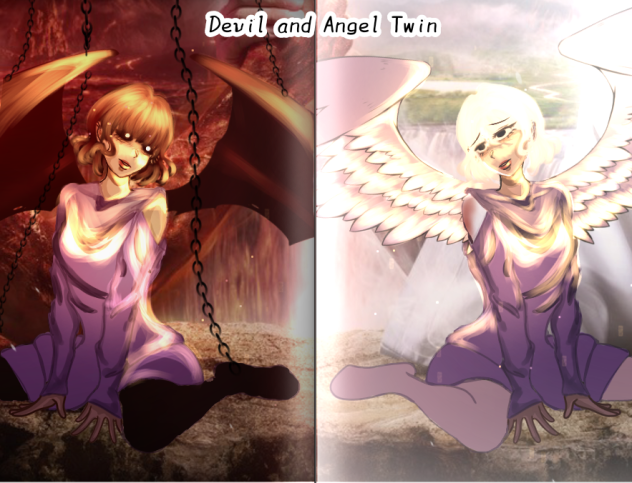 Twin sisters, Angel and Devil - ibisPaint