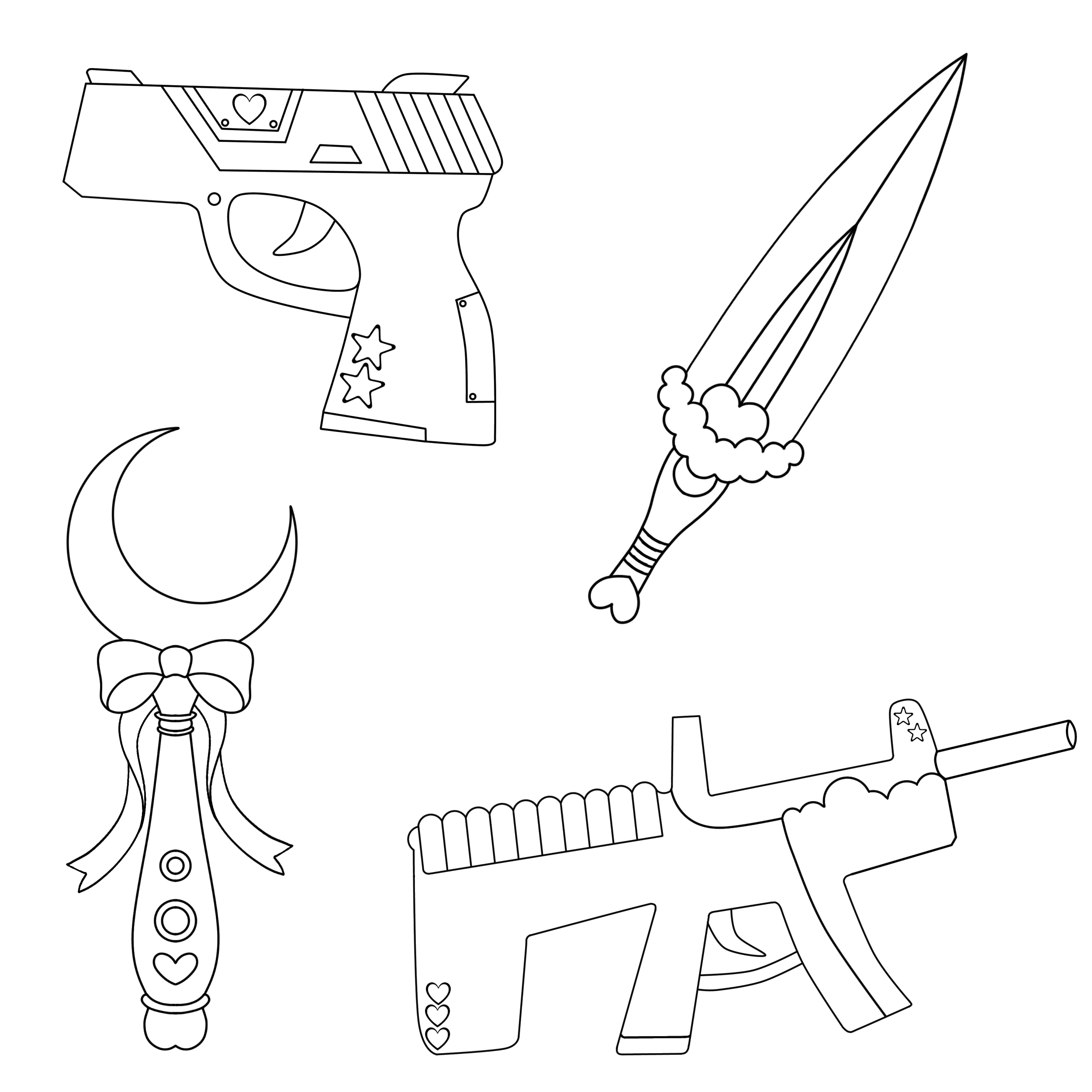 cute weapons outline - ibisPaint