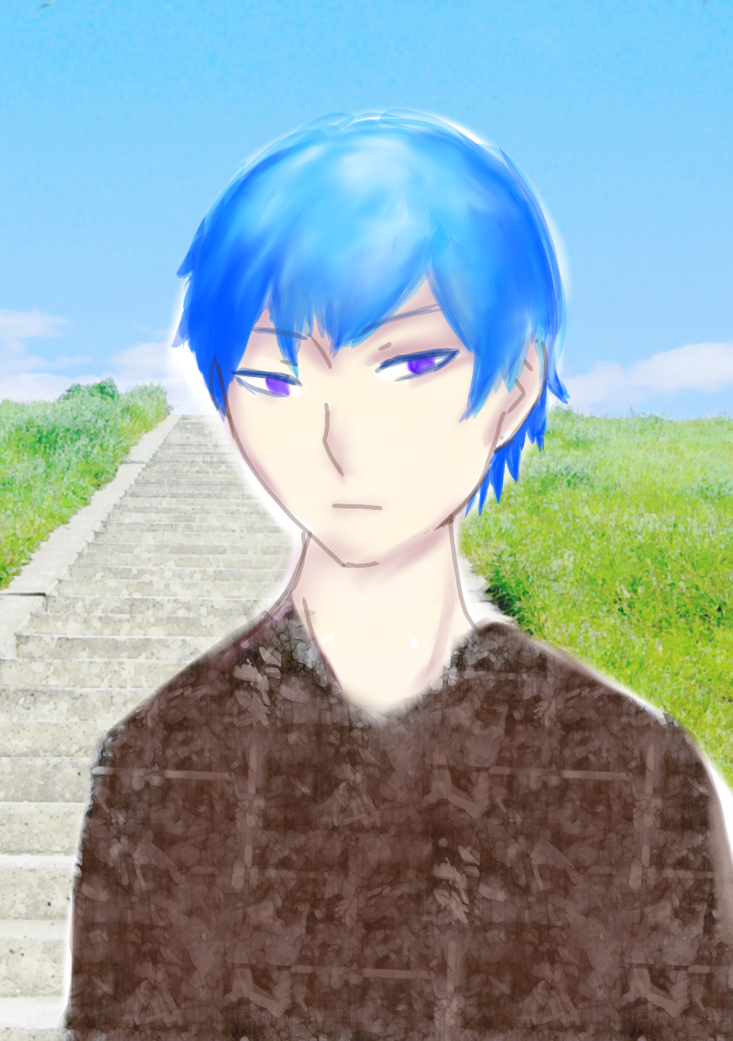 Blue hair boy - ibisPaint