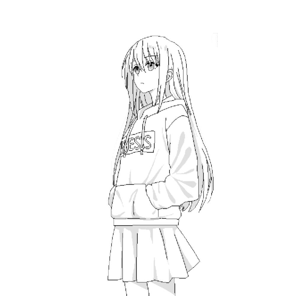 Anime cute girl no color - ibisPaint